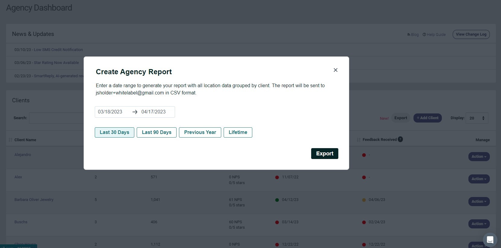 Agency Business Report