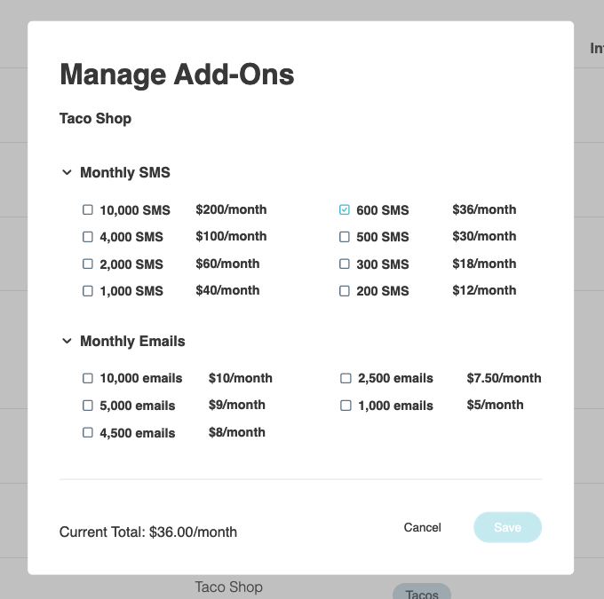 Email/SMS Add-ons & Integrations