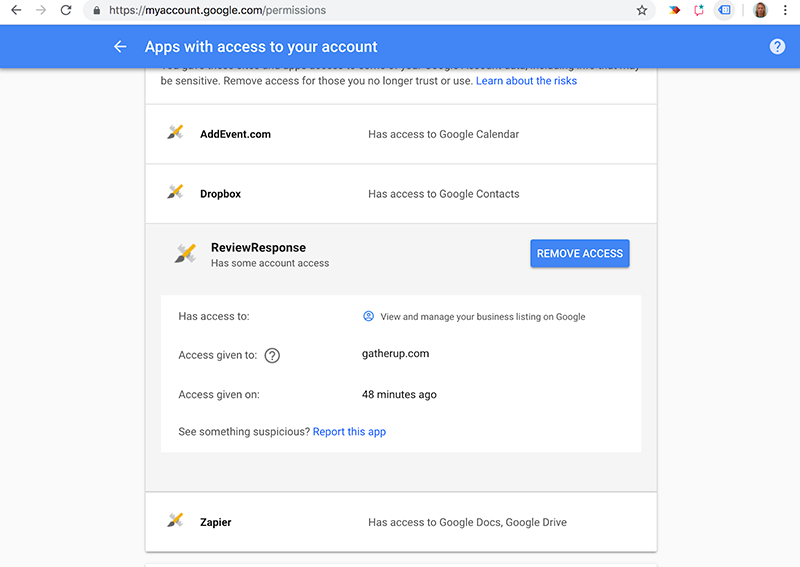 Google My Business Authorization
