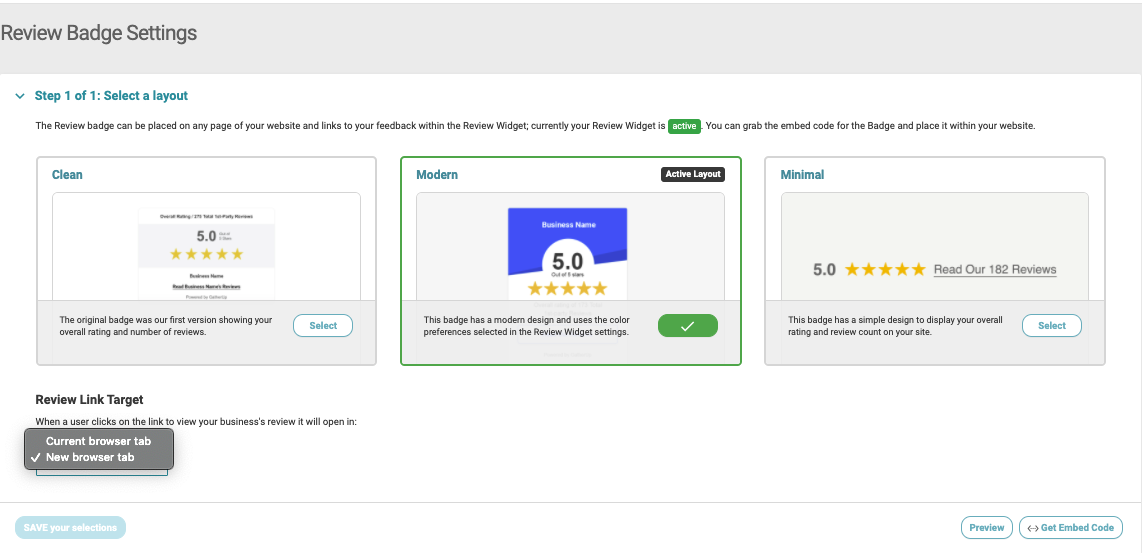 Create or Edit the Review Badge