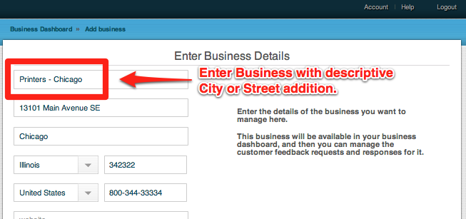Tips for adding Businesses with multiple locations