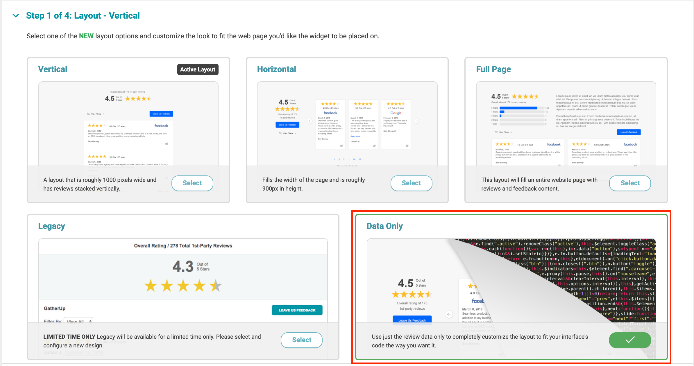 Customize Data Only Layout for Review Widget