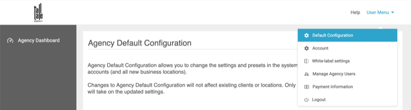 Agency Default Configuration
