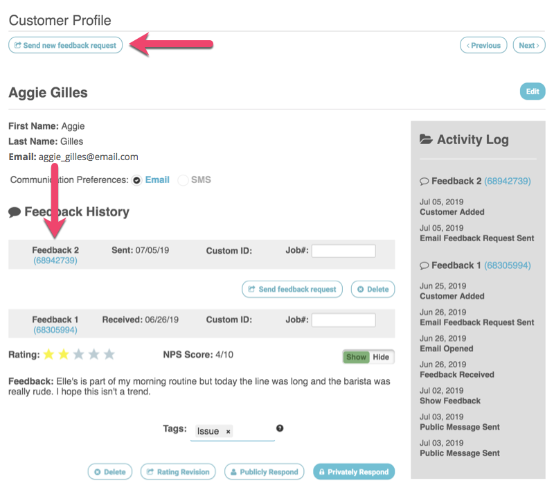 Request Repeat Customer Feedback