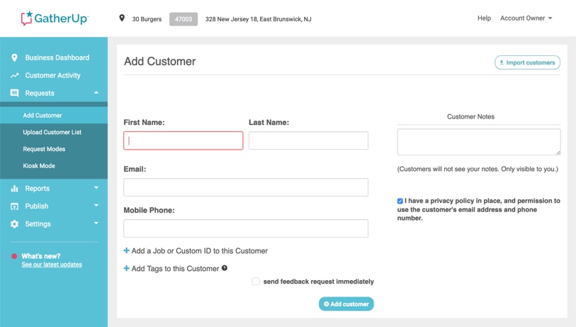 Add a Single Customer