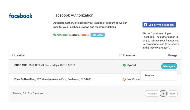 Facebook Authorization