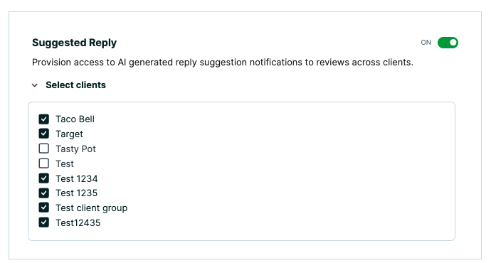 Client Feature Selections