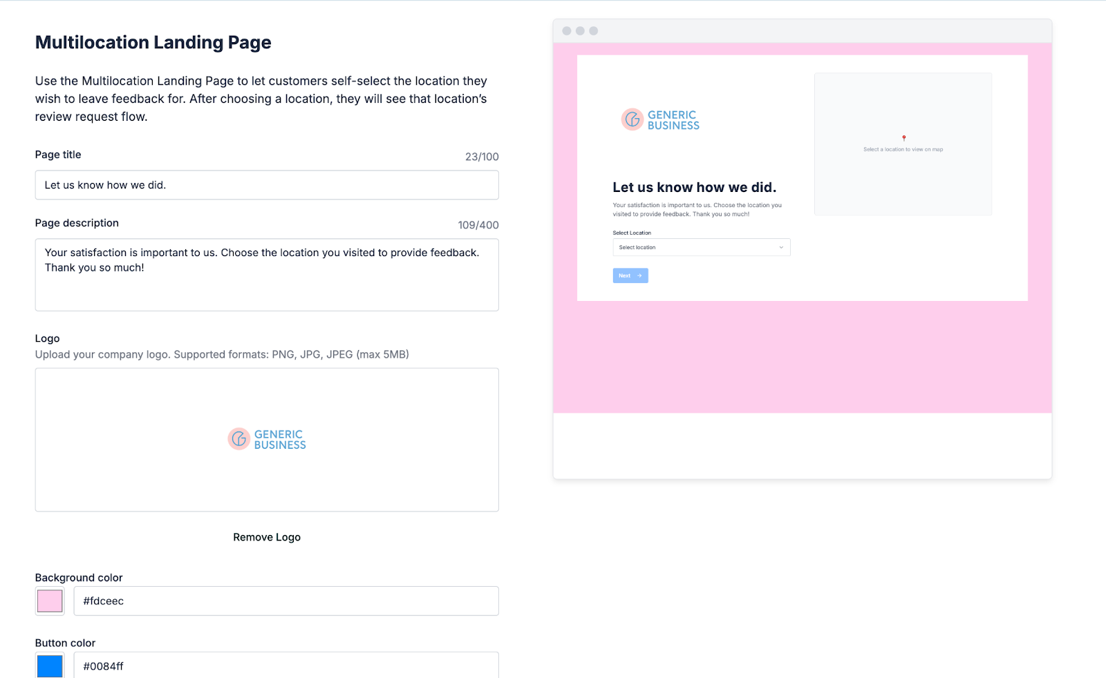 Multi-location Landing Page